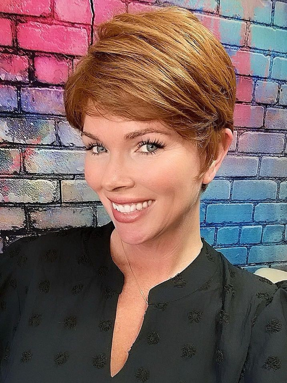 Cute Medium Auburn with Ginger Blonde Highlights Short Pixie Synthetic ...